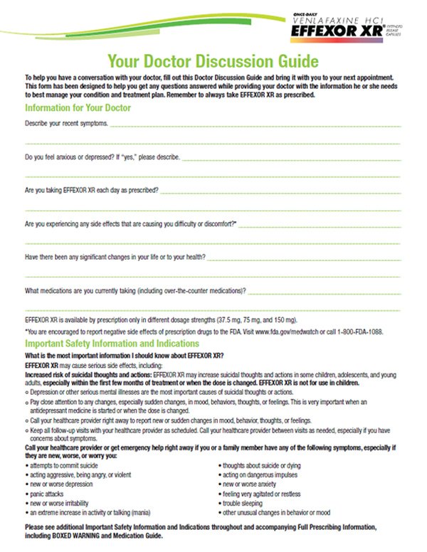 Resources | EFFEXOR XR® (venlafaxine HCl)